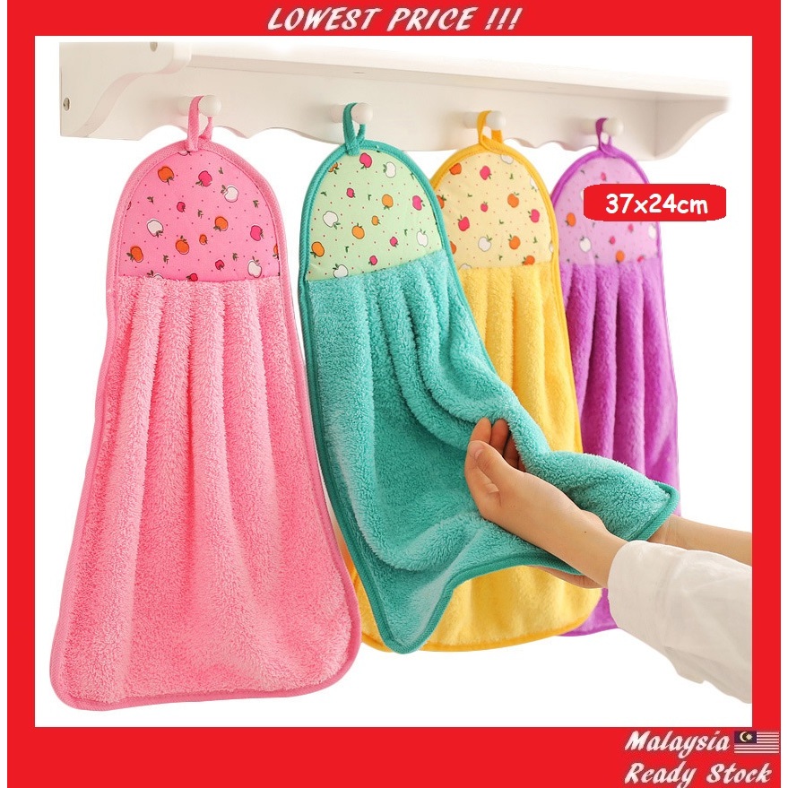 Kitchen Hanging Hand Towel Absorbent Microfiber Bathroom Cleaning Towel ...