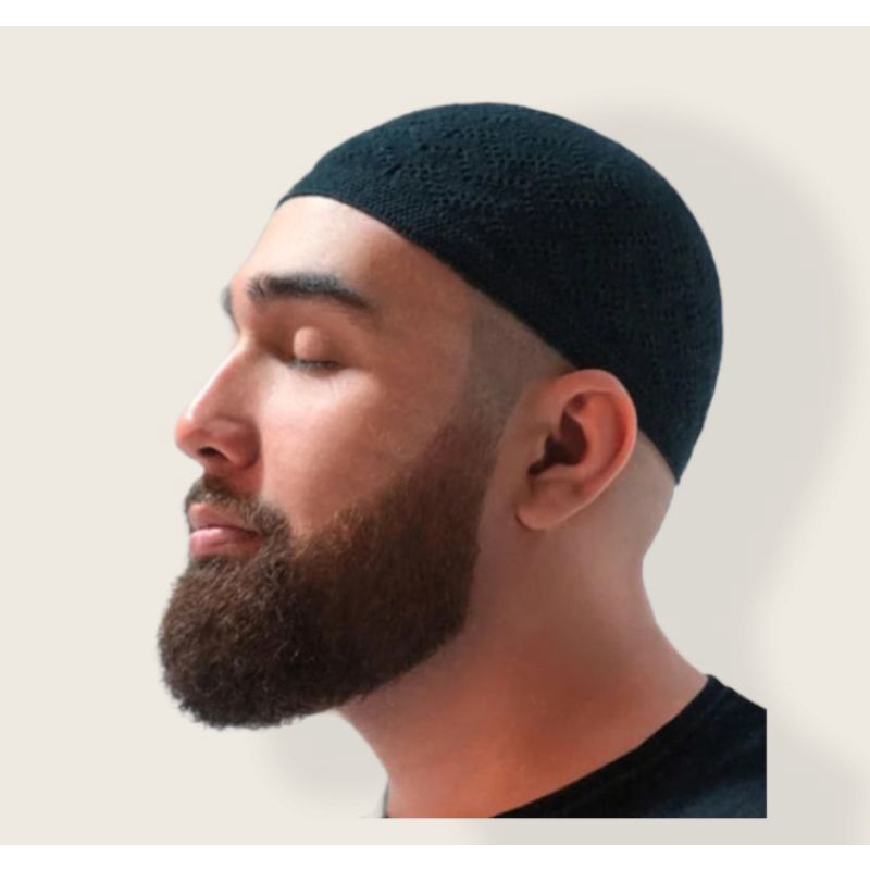 KERVAN Turkey BLACK Kufi Hat Imam Muslim Hat Head Cotton Mix Islam ...