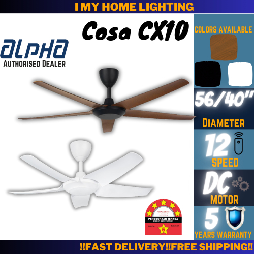 Alpha Cosa CX10 5 blade 56 40 ceiling fan with remote Black kipas murah ...
