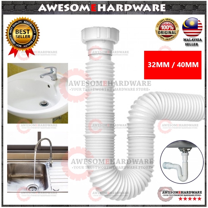 (32MM / 40MM) UPVC WHITE FLEXIBLE DRAINAGE HOSE OUTLET PIPE HOSE FOR ...