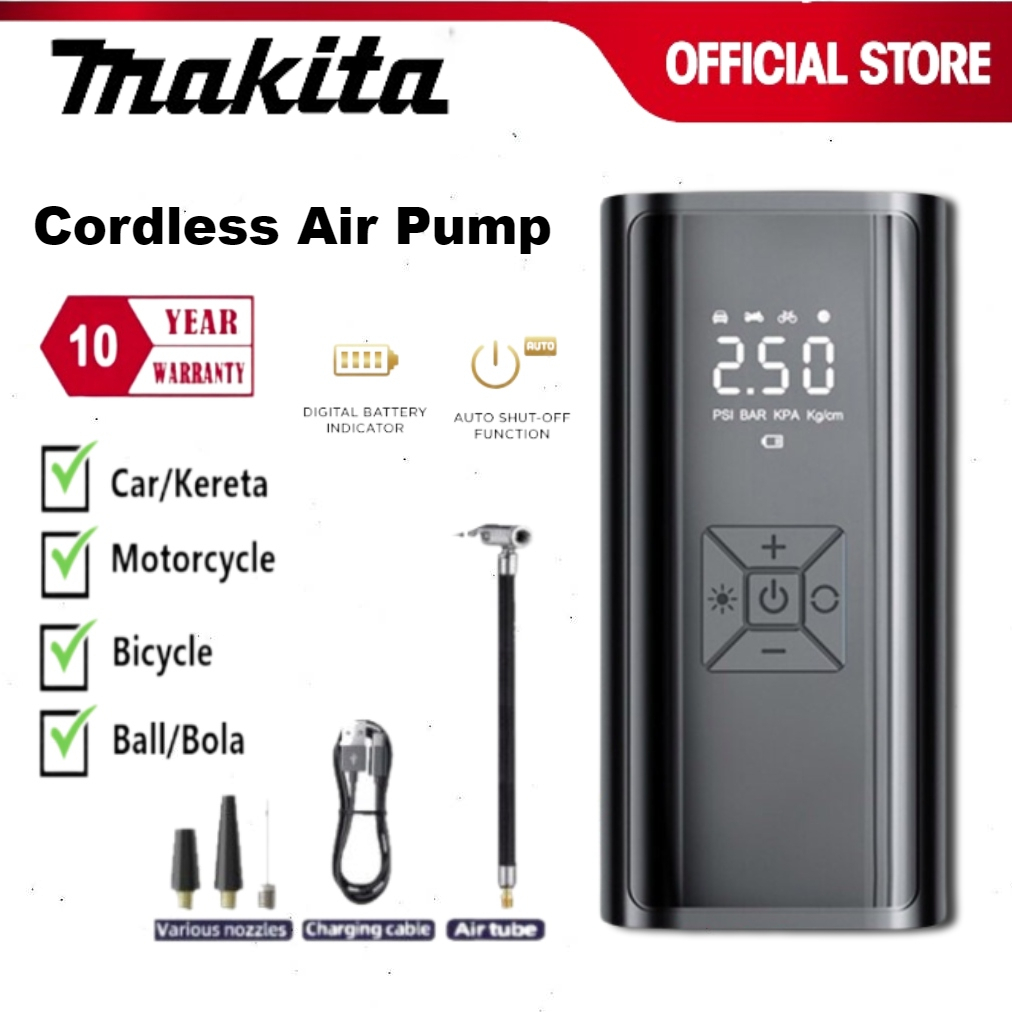 Makita Car Air Pump 11000mAh Tyre Compressor Accessories Quick cordless ...