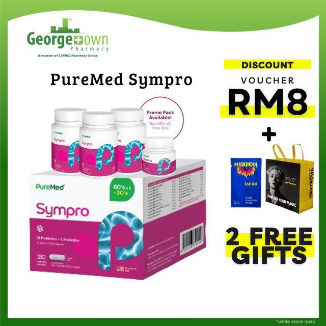 PureMed Sympro Probiotics and Prebiotics (60's x 3 + FOC 30's) | Shopee ...
