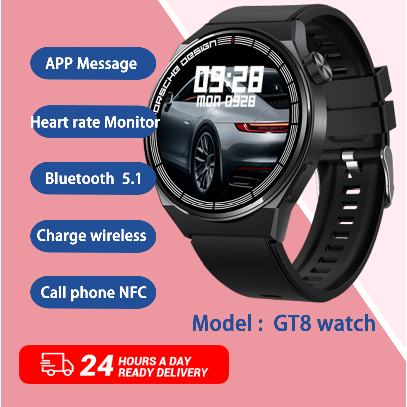 GT8 Pro Smart Watch NFC Waterproof Fitness Tracker Full Touch Screen Heart Rate Sport Running ...