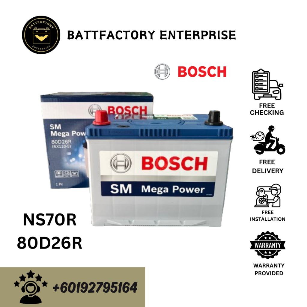 Premium Car Battery BOSCH - NS70R 80D26R 70AH 600CCA - for PROTON WAJA ...