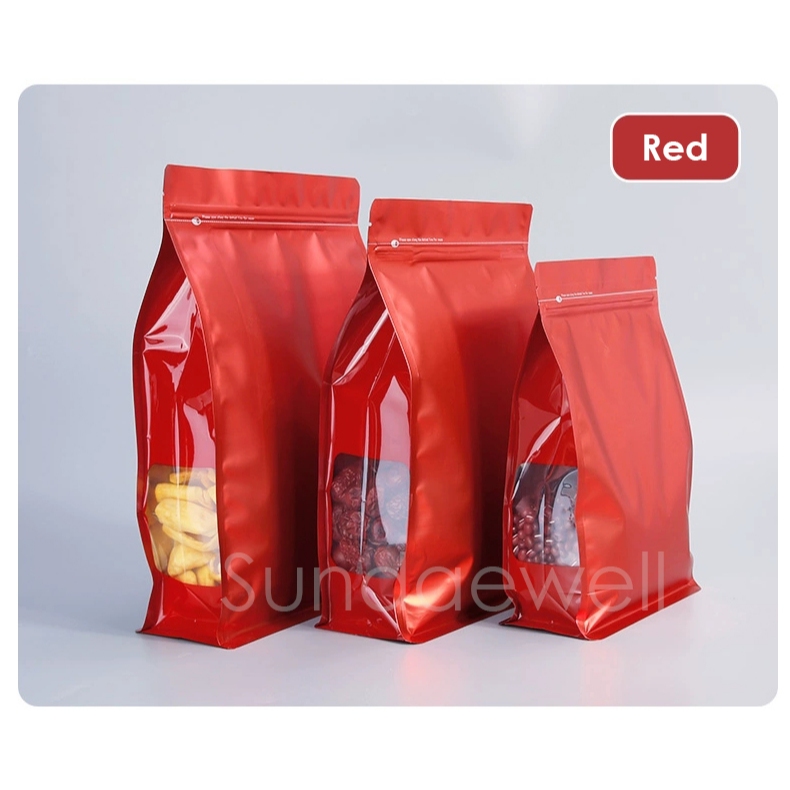 Matte Red Color Gusset Thick Aluminium Window Zip-lock Food Packaging ...