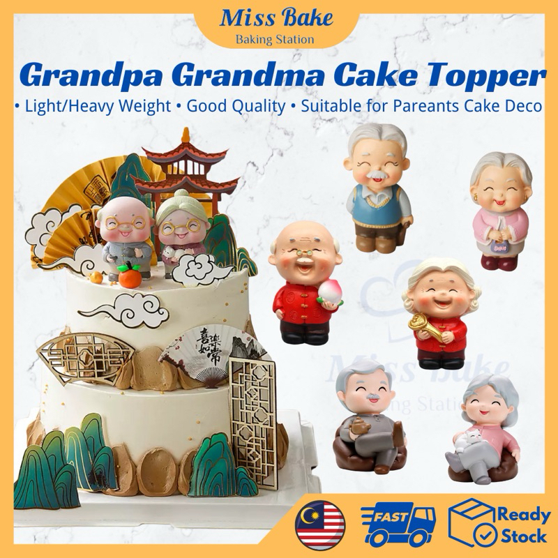 MISS BAKE Grandpa Grandma Birthday Cake Topper Cake Decoration Parents ...