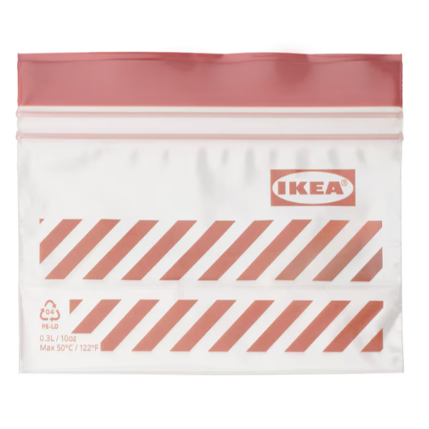 IKEA ISTAD Ziplock Resealable Bag Stripes Red Brown 0.3L 25 pcs ...