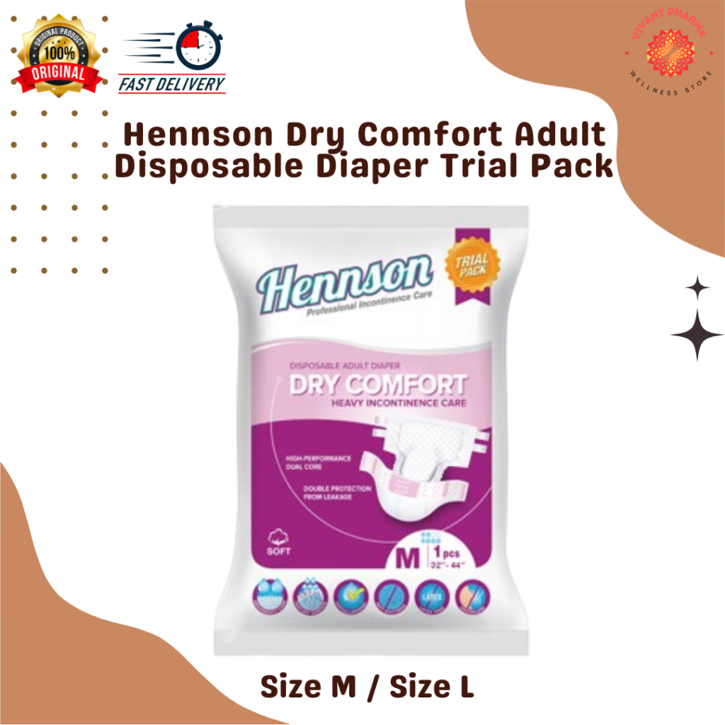 Hennson Dry Comfort Disposable Adult Diaper Trial Pack 1's (Individual ...