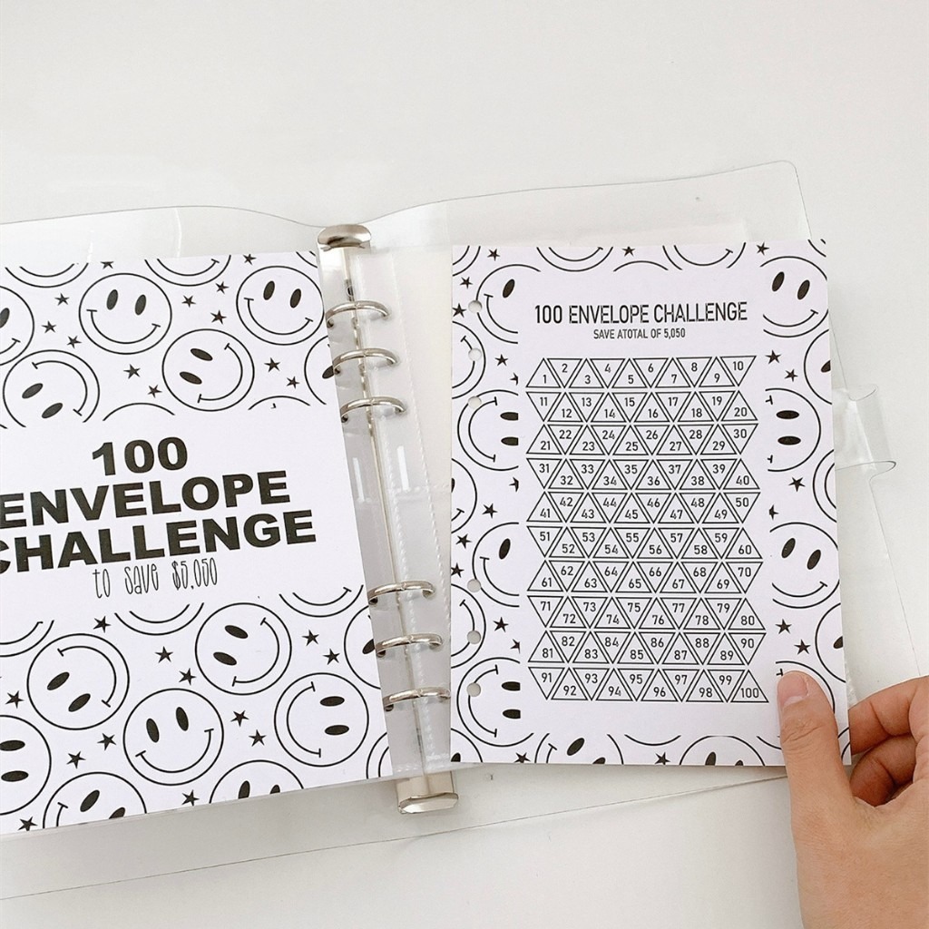 Smiley 100 Days Envelope Challenge Binder A5 Save Money Budget Notebook ...