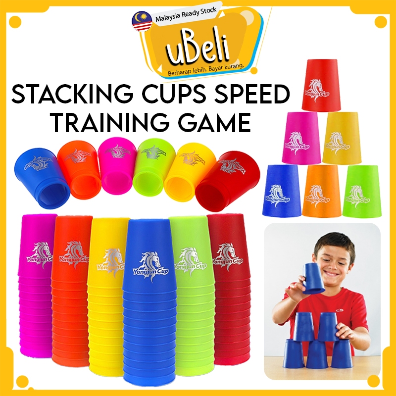[uBeli] Mainan Susun Cawan 12pcs Speed Stacking Cups Speed Training ...