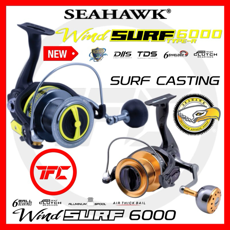 SEAHAWK WINDSURF TYPE-R 6000 Surf Spinning Reel Wind Surf Cast Beach ...