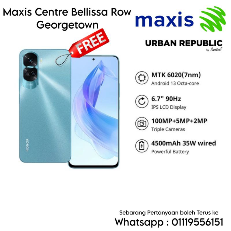 Honor 90 Lite 5G 256GB Percuma Dengan Pelan Maxis Postpaid 79 Kontrak ...