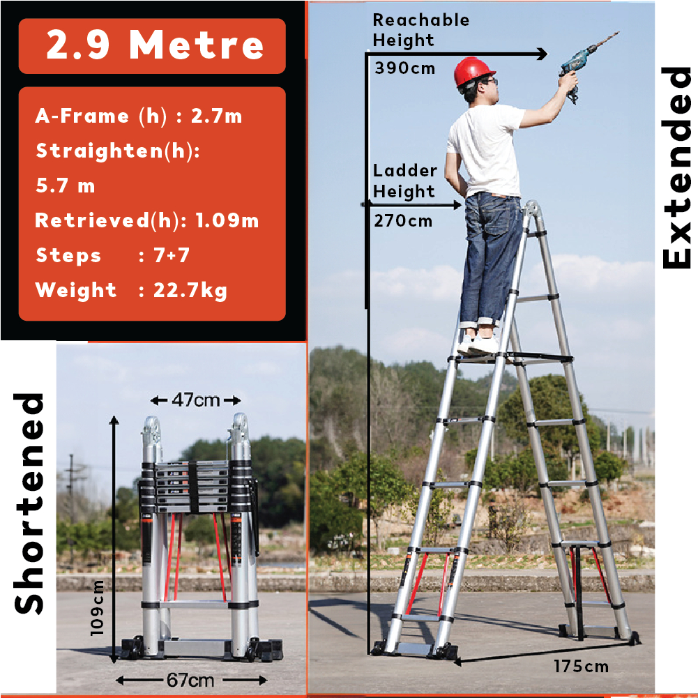 Telescopic ladder Tangga lipat Heavy duty multipurpose ladder Double ...