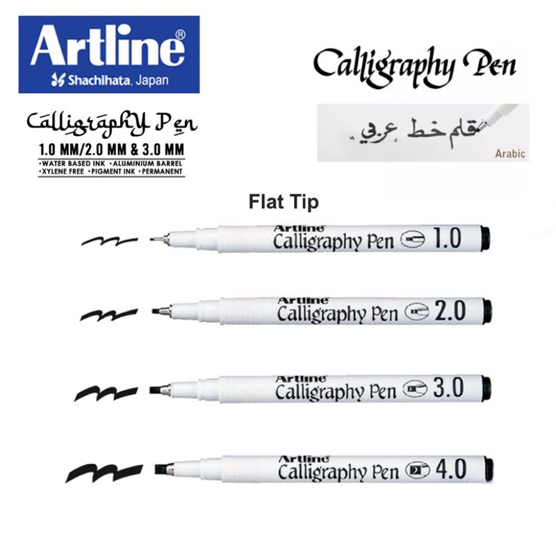 Artline Calligraphy Khat Arabic Jawi Pen (Flat Tip - 1.0MM, 2.0MM, 3 ...