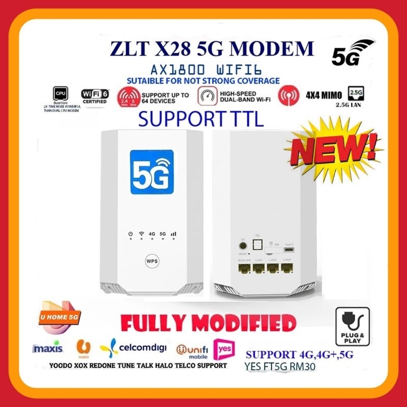 ZLT X28 / X28Pro / X25Pro Modified 5G NSA/SA Router Modem Dual Band ...