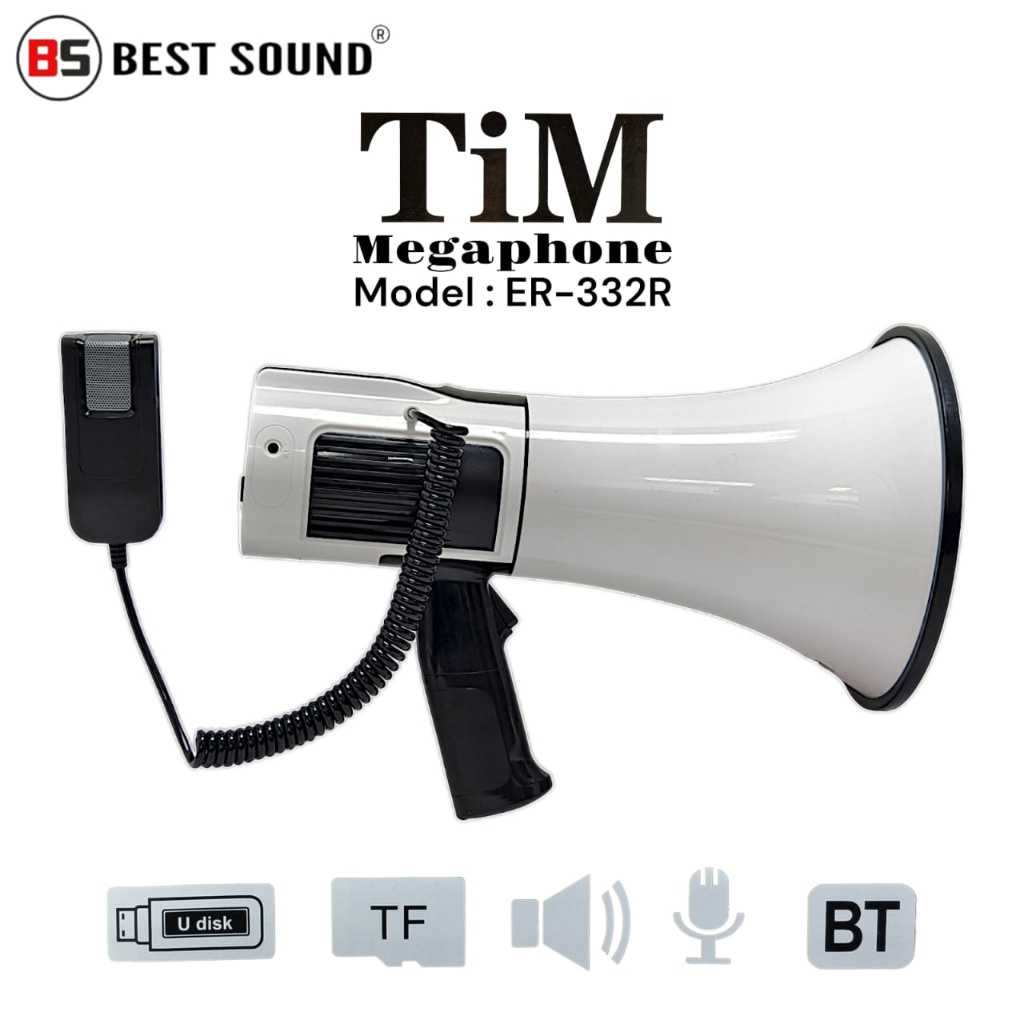 TIM ER-332R High Power Loud Hailer Megaphone With USB Player/Bluetooth ...