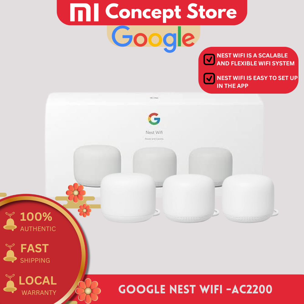 Google Nest Wifi 3 Pack (AC2200 Mesh Router with 2 Points) | Shopee Malaysia