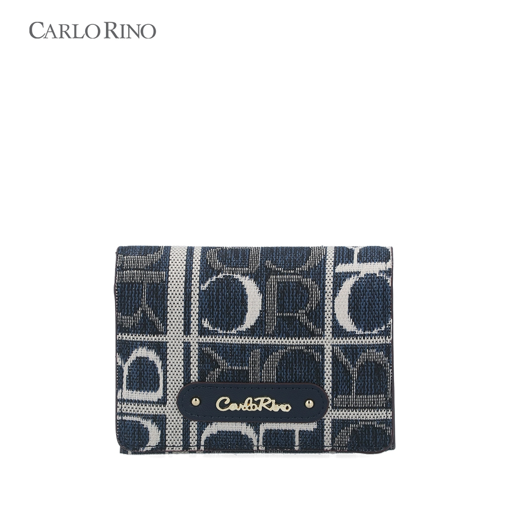 Carlo Rino Dark Blue Carlo GEO Jacquard 2-fold Short Wallet | Shopee ...