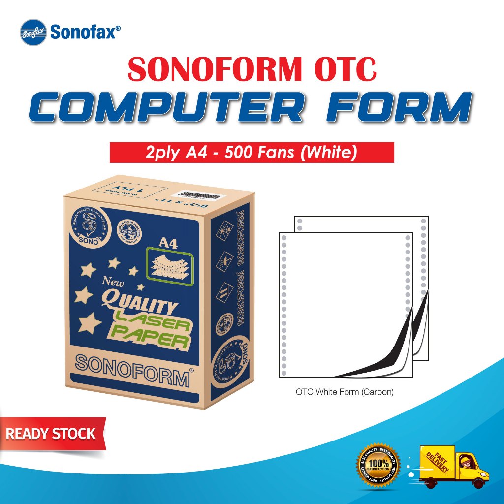 SONOFORM OTC Computer Form - 2 Ply A4 (9.5" X 11") / 500 Fans | Shopee ...