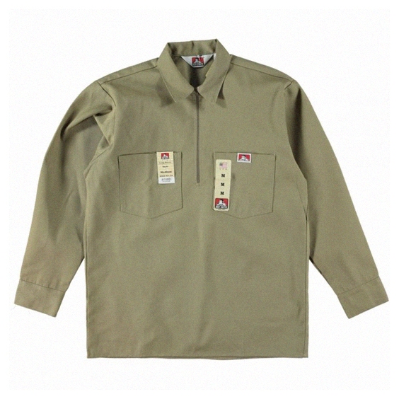 Ben Davis Long Sleeve Half Zip Work Shirt (Khaki) | Shopee Malaysia