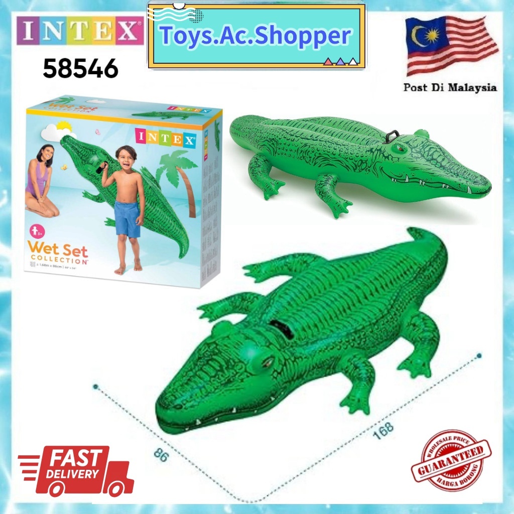 INTEX 58546 Inflatable Crocodile Float Swimming Pool Swimming Ring ...