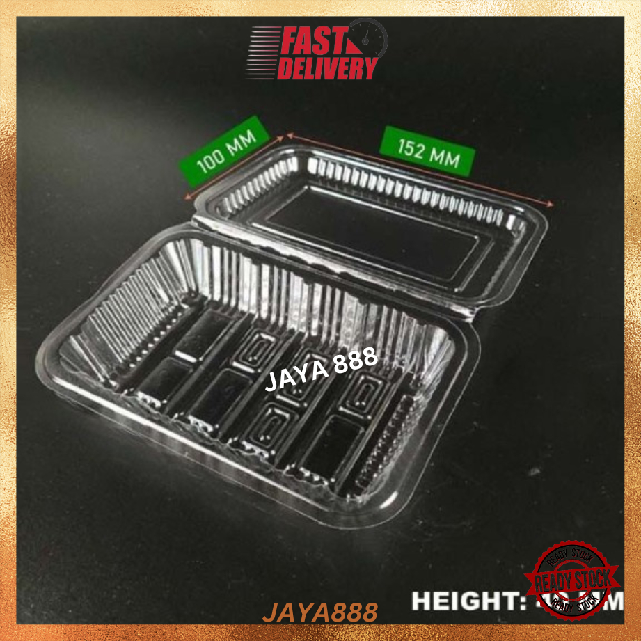 100PCS Disposable Plastic Clear Food Box Tray Bakery Bekas Kuih Tapau ...