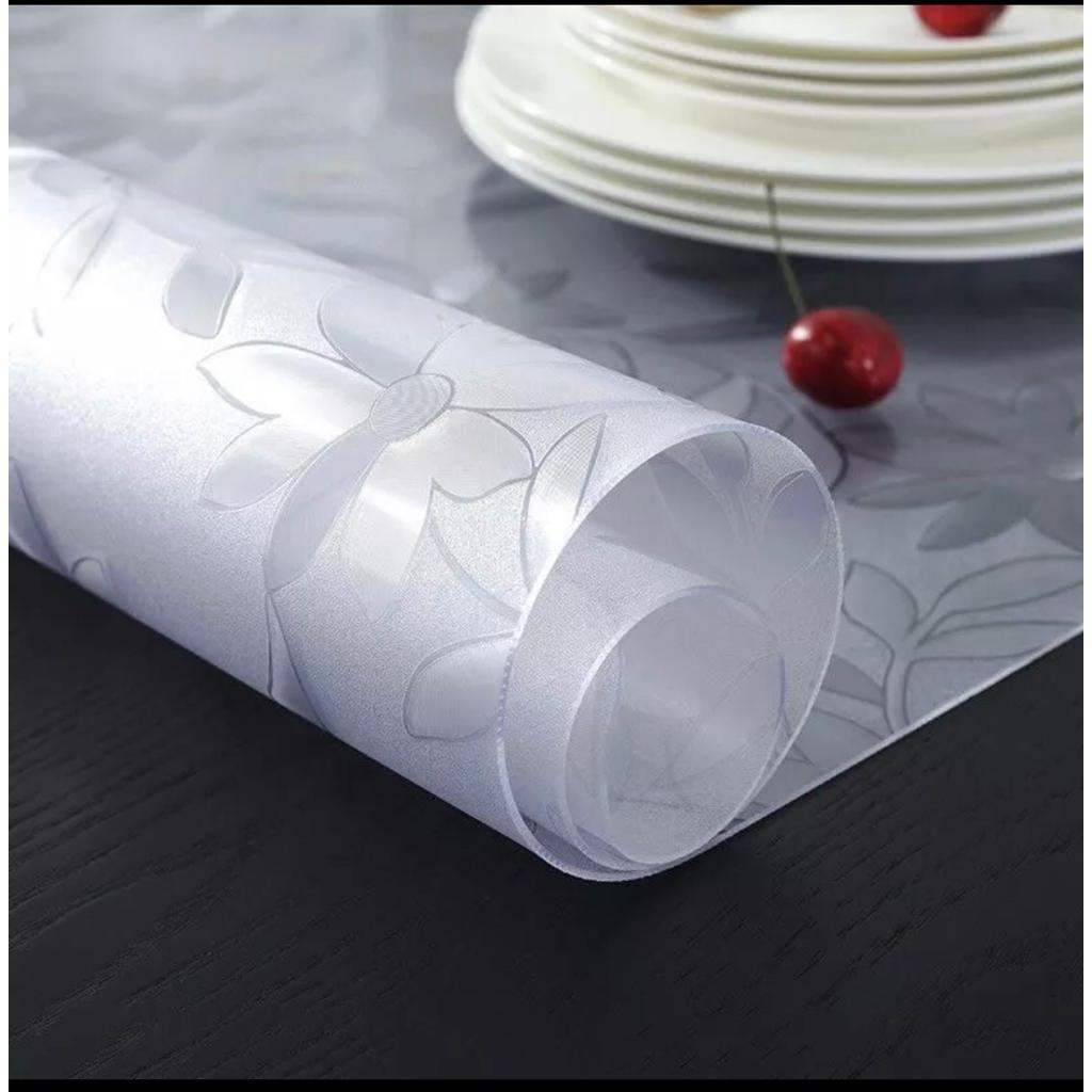 👍👍PVC Table Mat Water Proof transparent corak table cloth Alas Meja ...