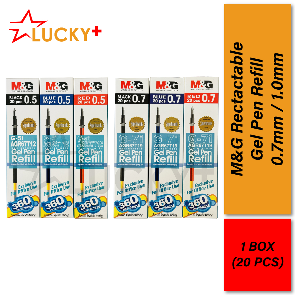 M&G R1/R3/R5 Retractable Gel Pen Refill (0.5mm/0.7mm)(20pcs/box) | Ink ...