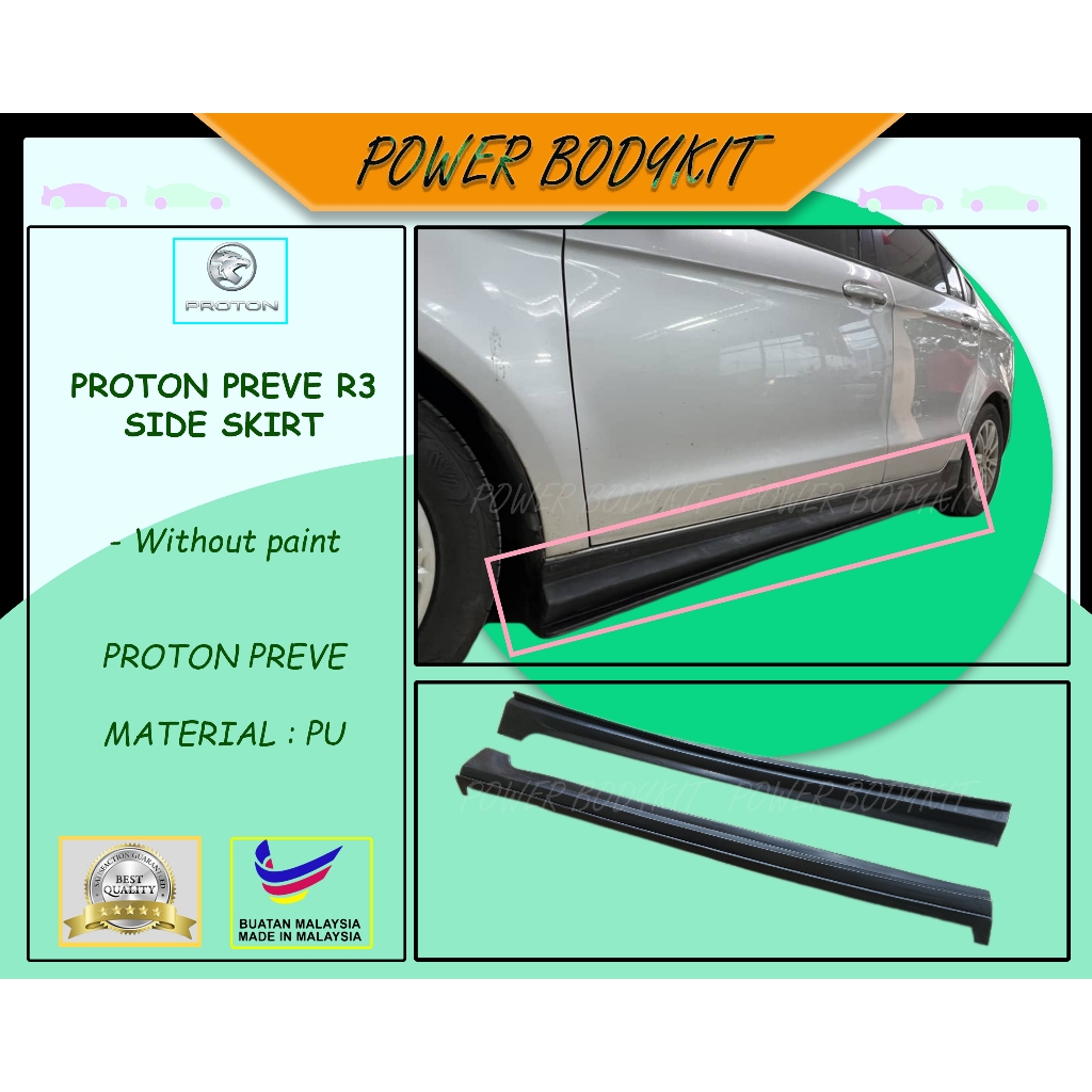 READY STOCK Proton Preve R3 Side Skirt Material PUR (Getah) | Shopee ...