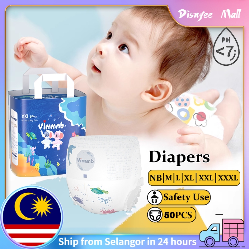【New Gen】Vimmnb Diaper for Baby Pull up Pants Diapers All size Ultra Thin Soft and Breathable NB ...