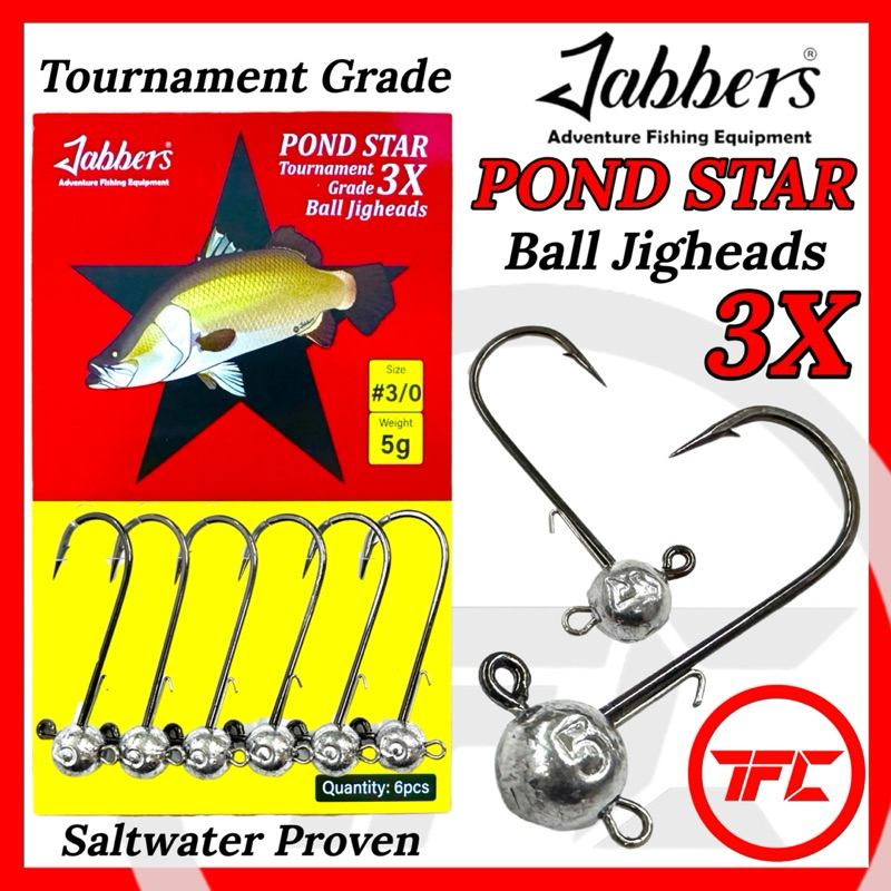 JABBERS POND STAR 3X BALL JIGHEADS Fishing Hook PondStar Round Jig Head ...