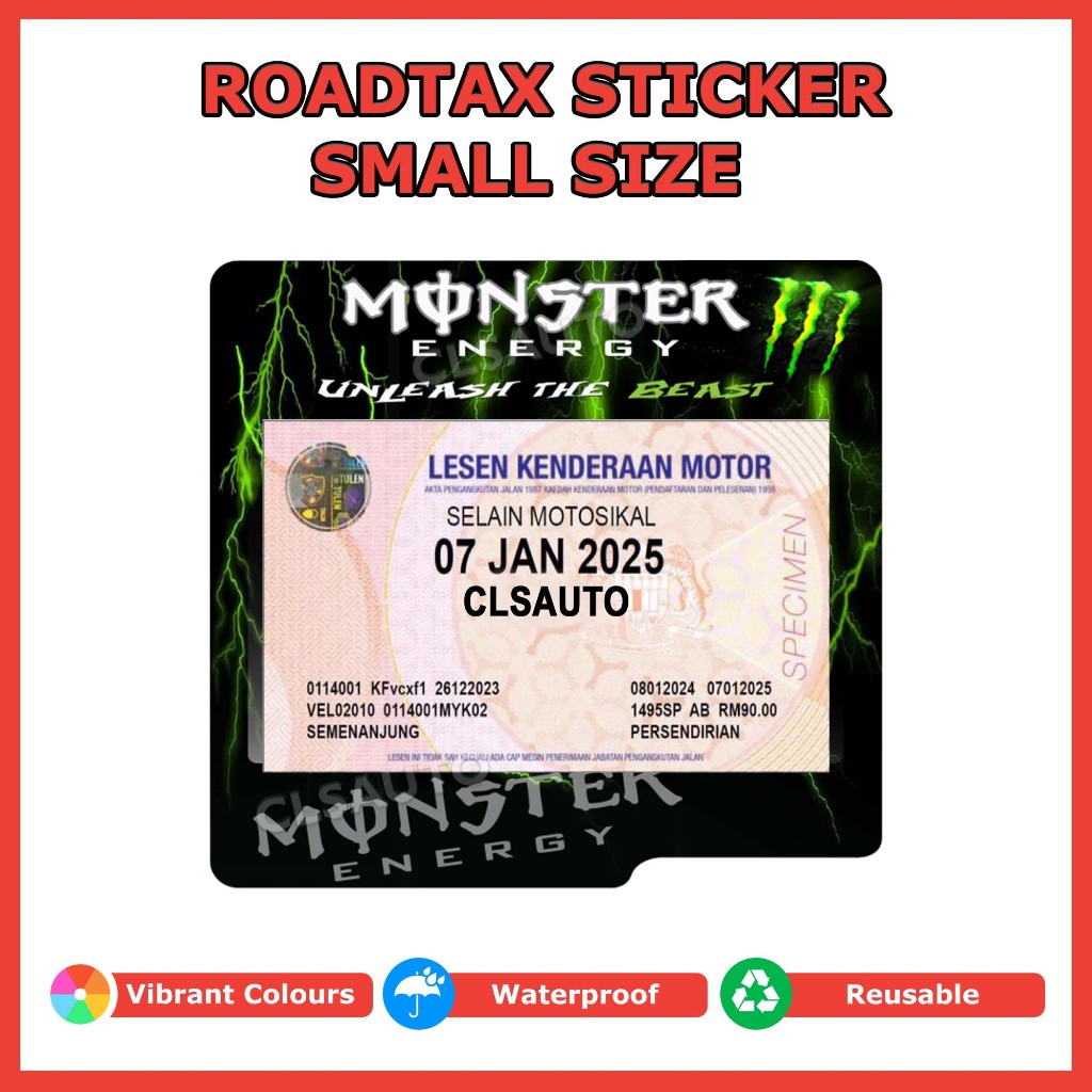Roadtax Sticker Car Small Size 2024 Pelekat Rotex Cover Casing Car ...