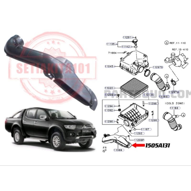 MITSUBISHI TRITON 2.5CC AIR CLEANER INTAKE DUST PIPE/INLET MANIFOLD ...