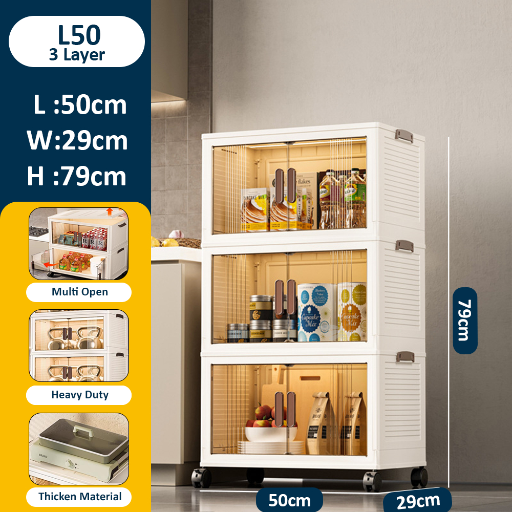 3/4/5 Layers Stackable Storage Box Cabinet Organizer Multipurpose ...