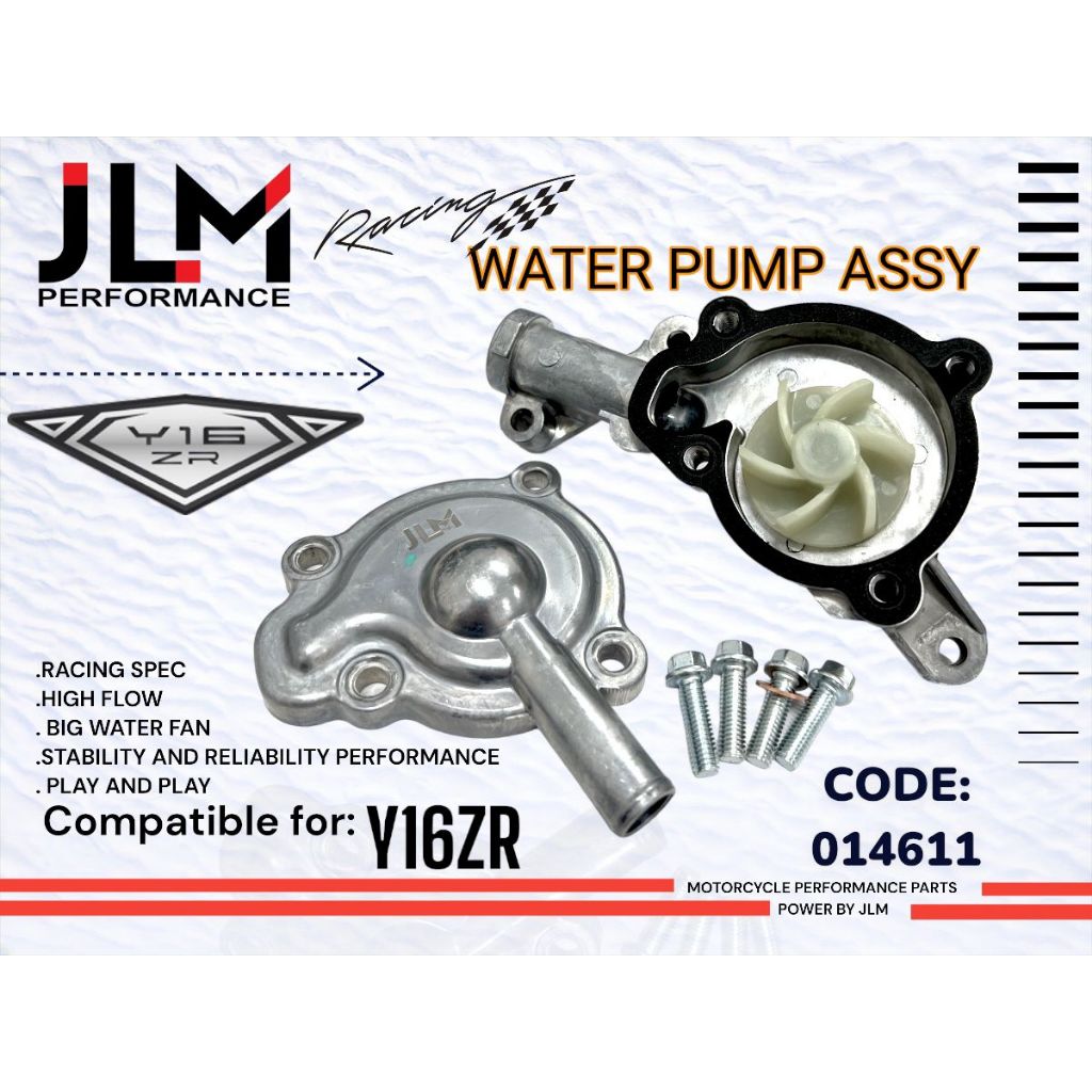 JLM YAMAHA Y16 HIGH FLOW R15 MT15 RACING WATER PUMP ASSY BIG COOLANT ...