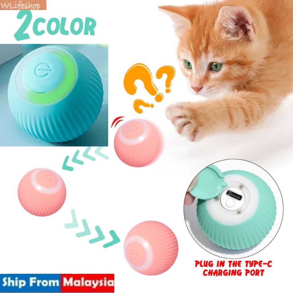 Interactive Cat Toy Ball Electric 360° Self-Rolling USB Rechargeable ...