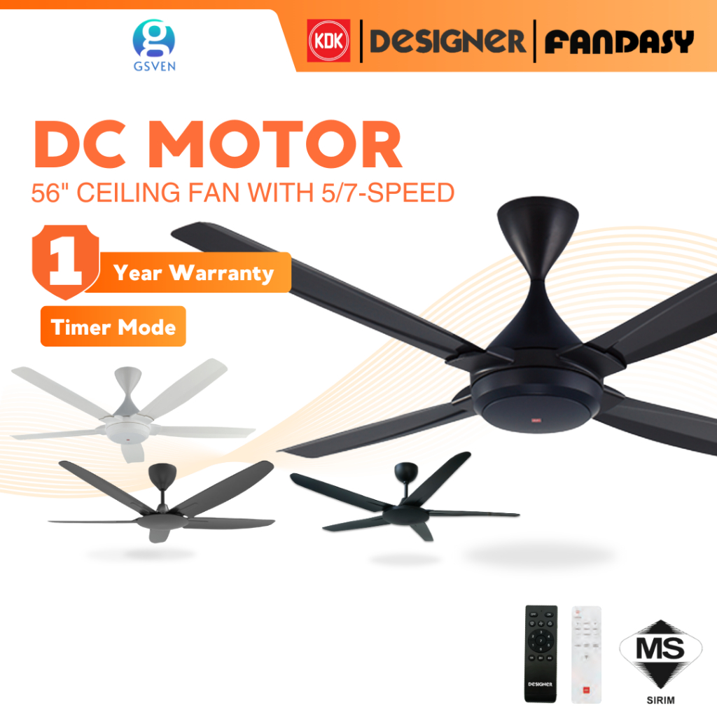 KDK K14TE / K14QF / DESIGNER / FANDASY 56" DC Motor Kipas Siling Kipas ...