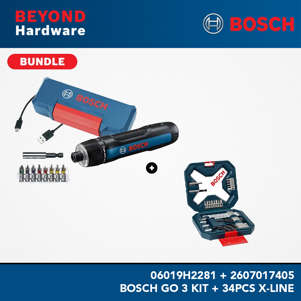 BOSCH [Bundle] Go 3 Kit - 06019H2281 + BOSCH 34pcs X-Line - 2607017405 ...