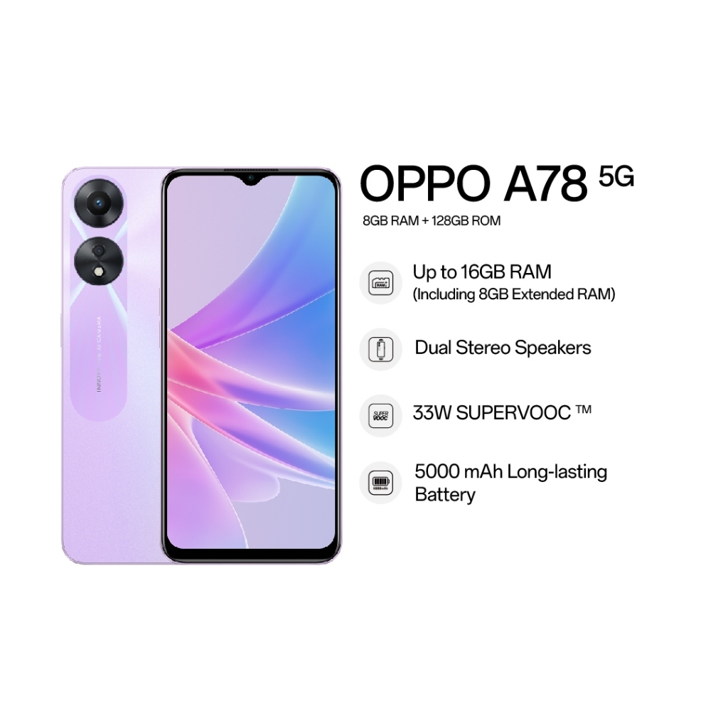 OPPO A78 Smartphone l 8GB RAM + 256GB ROM | 67W SUPERVOOC | 5000mAh ...