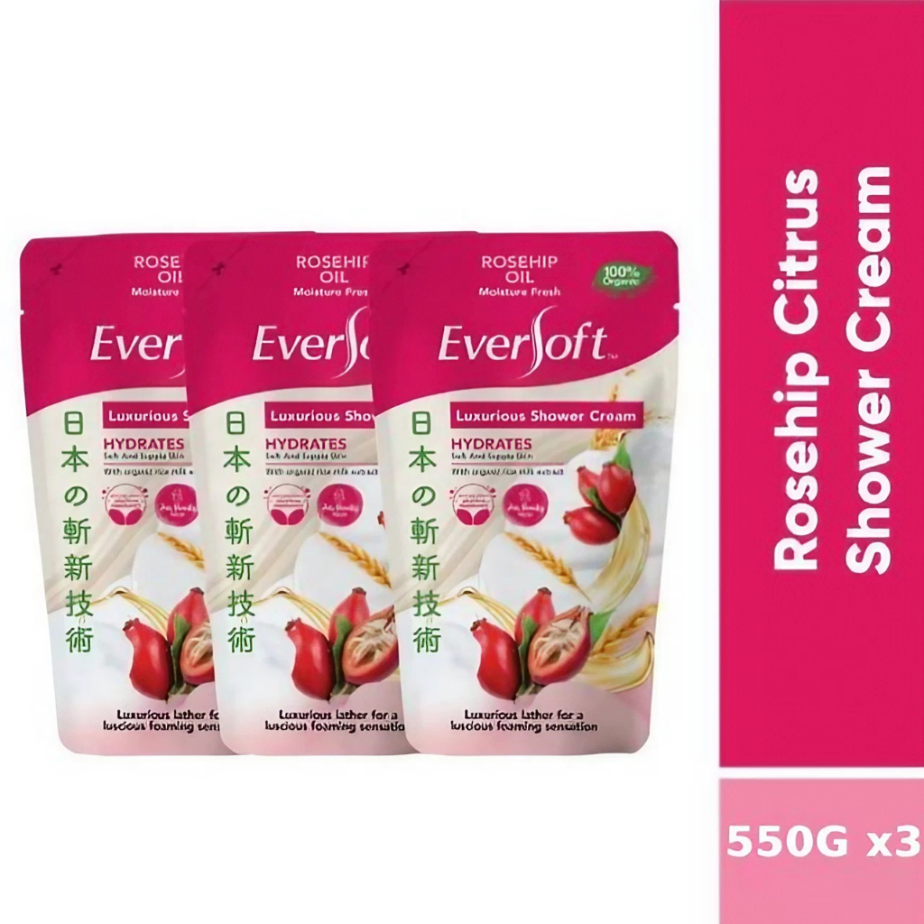 [Bundle of 3] EVERSOFT Rosehip Citrus Shower 550g | Soft Skin | Long ...