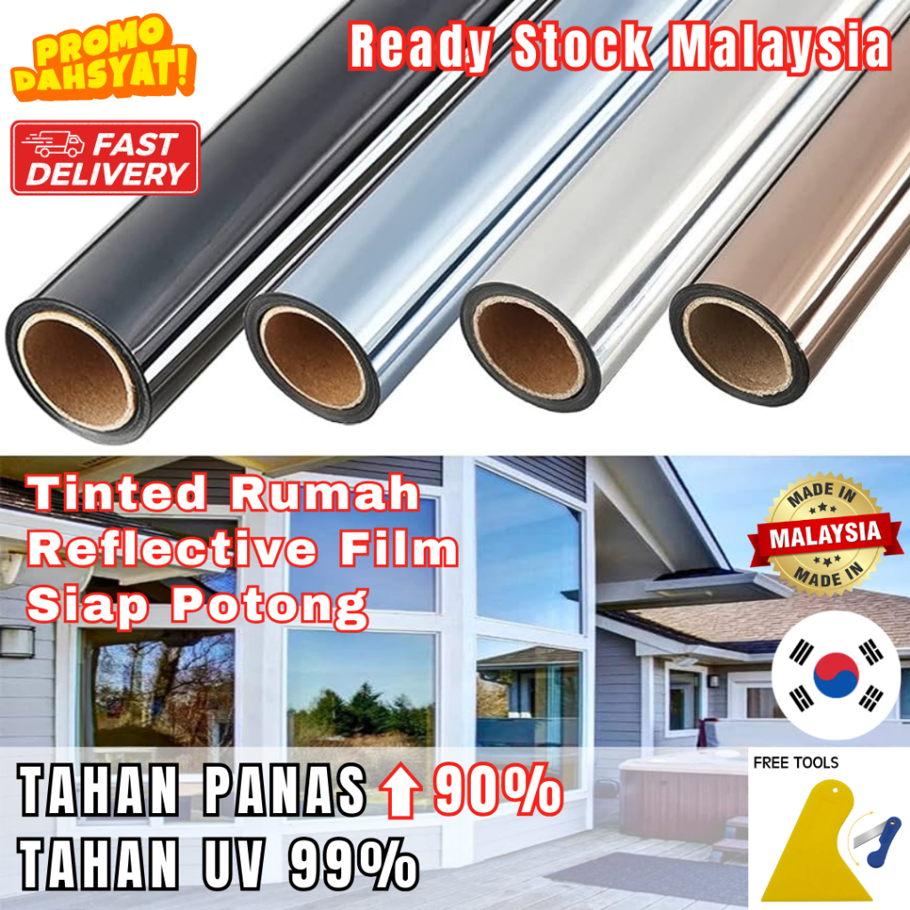 Tinted Rumah Reflective Film Siap Potong Tahan Panas Up to 90% Tahan UV ...