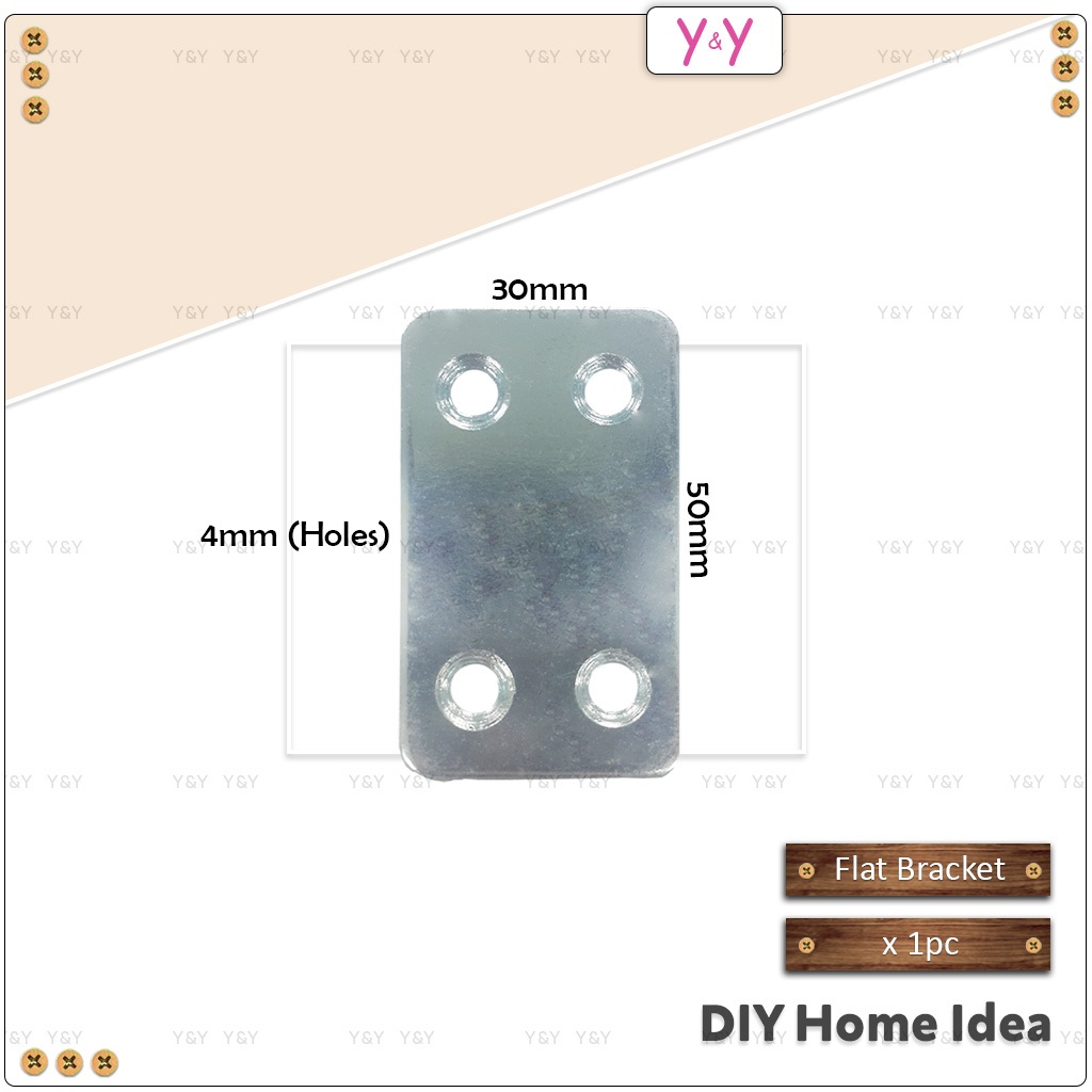 Y&Y Eco 30mm x 50mm Furniture Flat Bracket / Flat Joint Brace Bracket ...