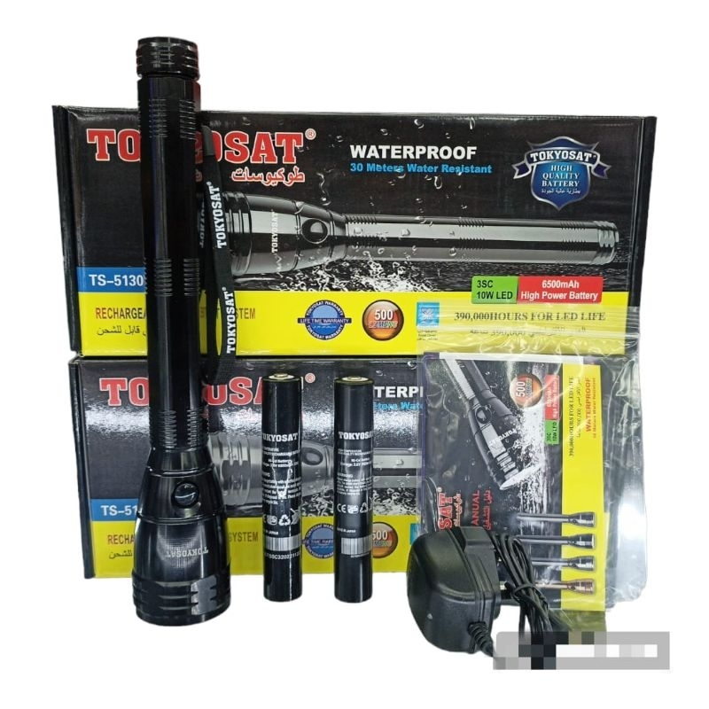 Original TOKYOSAT Rechargeable3SC 10W LED Flashlight TS131WPB Torch ...