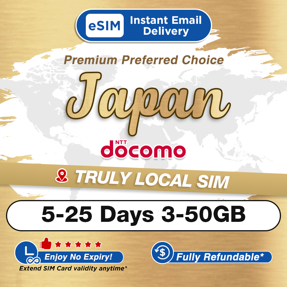 Japan DOCOMO eSIM Ultimate 5-25Days 3-50GB Unlimited Data | Instand 24h Email Delivery | Truly ...