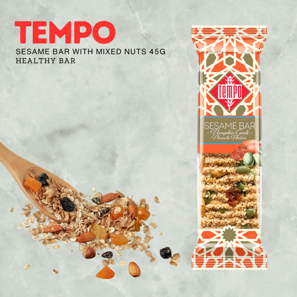 TEMPO SESAME Bar With Mixed Nuts 45g | Natural Sesame Snack Gluten free ...