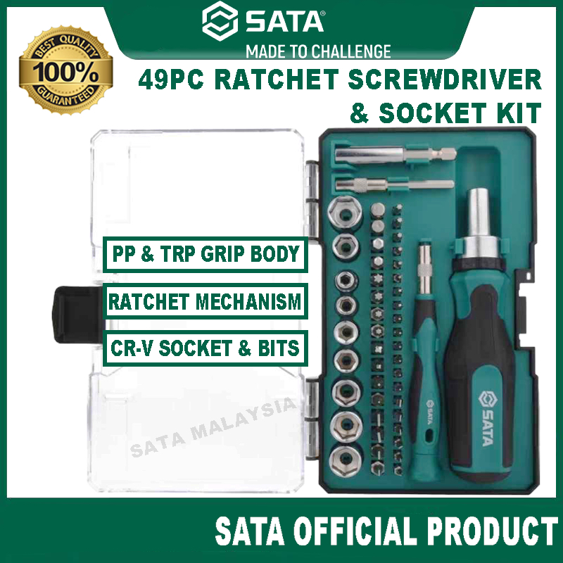 SATA 49Pcs Ratchet Screwdriver & Socket Kit High Quality Screwdriver ...