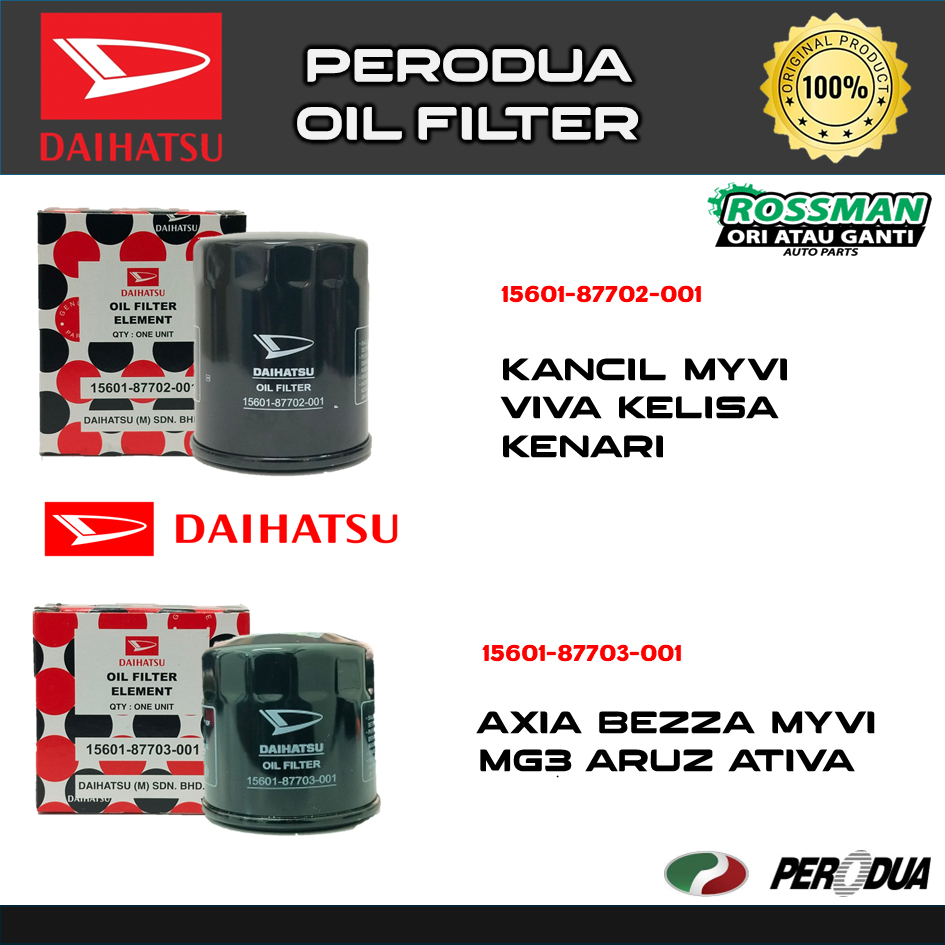 Genuine Daihatsu Oil Filter [15601-87702 : Kancil Kenari Kelisa Alza ...