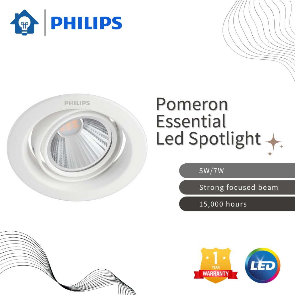 Philips Pomeron Essential 5W 7W LED Spotlight ( Dimmable / Non Dimmable ...