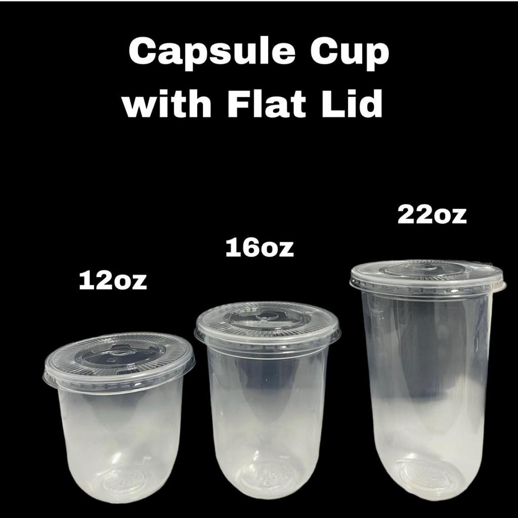 (100pcs)Capsule Cup U-shape Cup with Flat Lid viral Boba Cup Thailand ...
