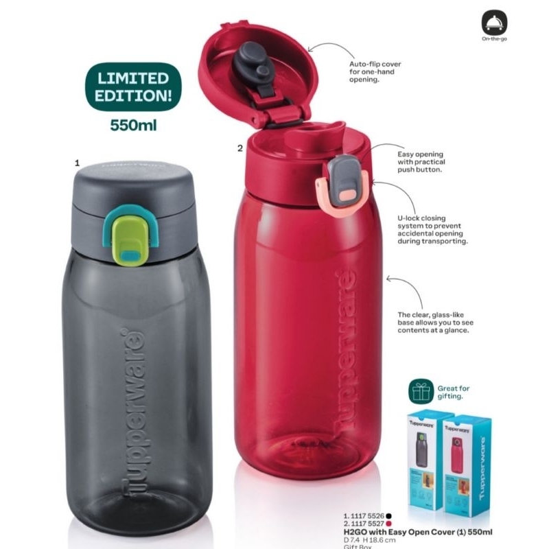 Tupperware H2GO with Easy Open Cover 550ml(1 Pcs) | Shopee Malaysia